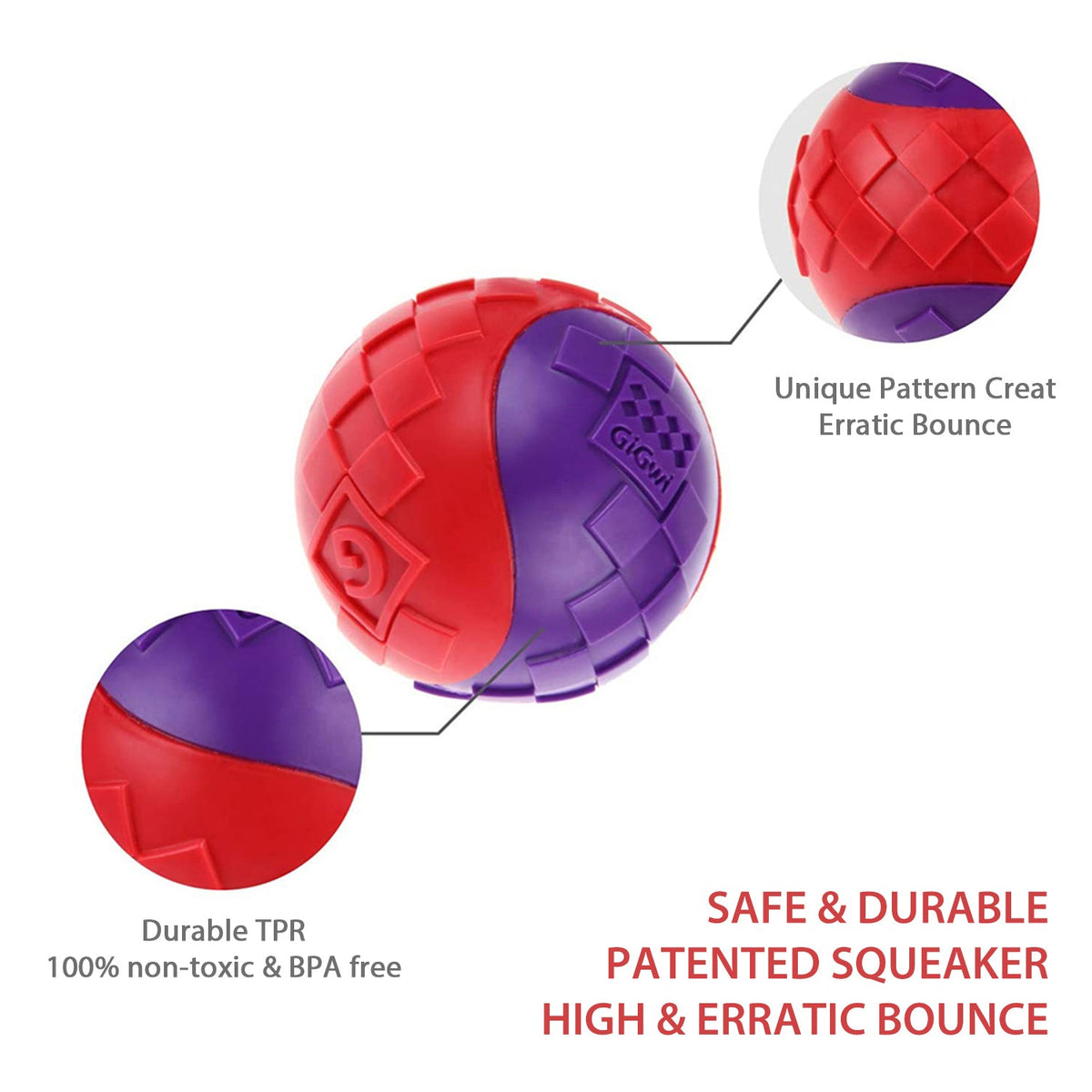 Gigwi TPR Ball Dog Toy ( 3 Sizes and Colours ) - Squeaky Tennis Ball ...