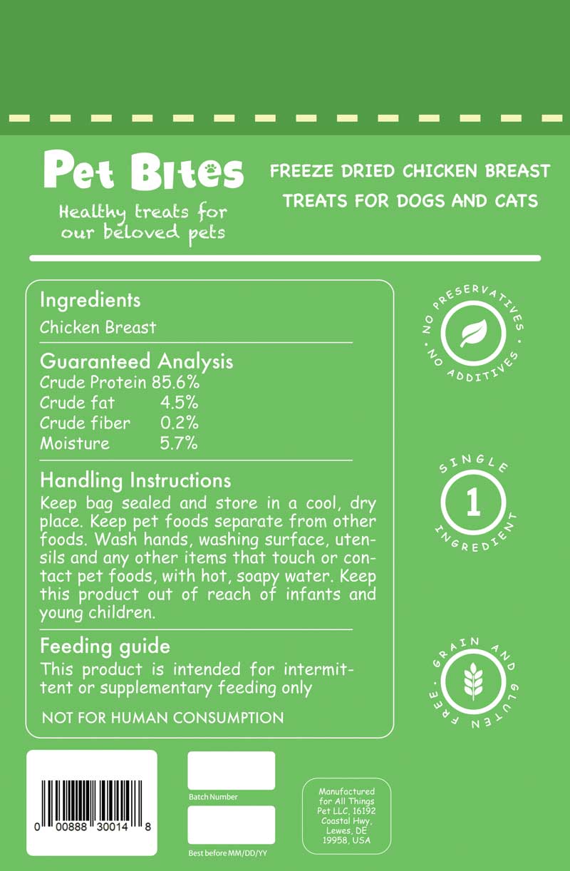 Pet Bites - Freeze Dried Chicken Breast | CreatureLand.