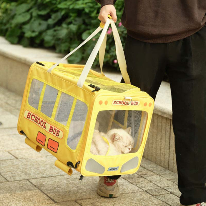 PurLab - School Bus Pet Carrier Trolley | CreatureLand.